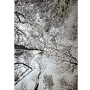 lamplig Forest Wall Art Large Grey Tree Pictures Black and White Gray Canvas Prints Hand Painted Oil Paintings Gold Leaf Framed Nature Artwork Vertical Home Decor for Living Room Bedroom 32"x48"