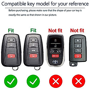 Lcyam Key Fob Cover Case for 2019-2022 Toyota Corolla Hatchback RAV4 XLE Prius 3 Button Smart Key , Black Black