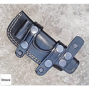 Ottoza Handmade Small Knife Sheath - Leather Knife Sheath RIGHT HAND Bushcraft Knife Sheath - Hunting Knife Sheath - Survival Knife Sheath - Horizontal Carry Black TOP GRAIN LEATHER No:173