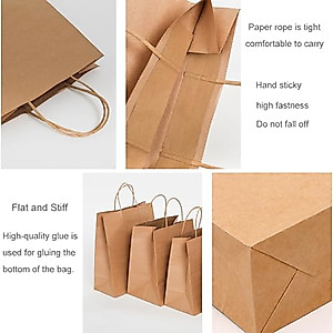 Kraft Paper Gift Bags with Handles -100Pcs Brown Shopping Bags, Craft Gift Totes in Bulk for Boutiques, Small Business, Retail Stores, Birthdays, Party Favors, Jewelry, Merchandise (8.26x5.51x10.23-Me, White)