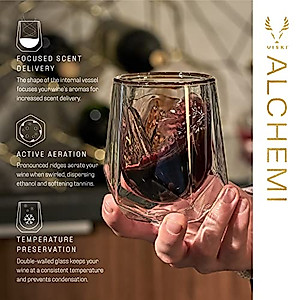 Viski Alchemi Aerating Wine Tasting Tumbler, Double Walled Specialty Clear Glass, Dishwasher Safe, 8 Oz, Set of 1