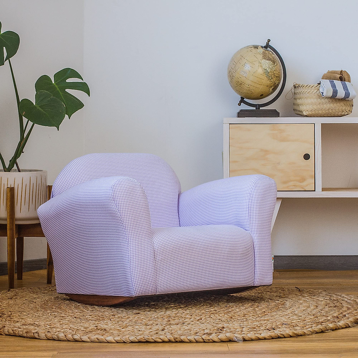 Keet Roundy Kid's Rocking Chair + Cover Combo Set, Pink, Lavender