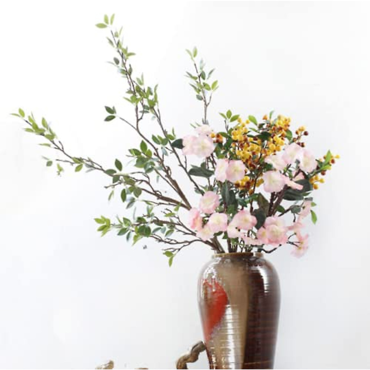 HUAESIN Artificial Cherry Blossom Branches Faux Flowers 2 Pcs 25 Inch Peach Blossom Silk Flower for Wedding Party Garden Home Hotel Shop Arch Decoration