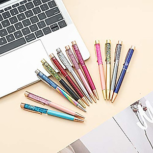 PASISIBICK Ballpoint Pens,Bling Dynamic Crystal Liquid Ballpens Black Ink for Office Supplies(12 Pcs)