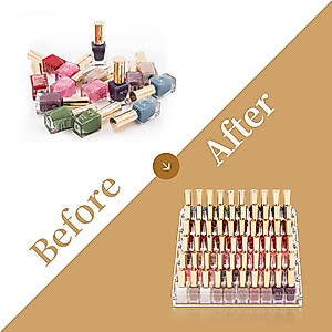 Benbilry 6 Tiers Acrylic Nail Polish Organizer 72 Bottles Essential Oil Stand Clear Holder Sunglasses Eyeglasses Display Makeup Organizer(6 Tiers)