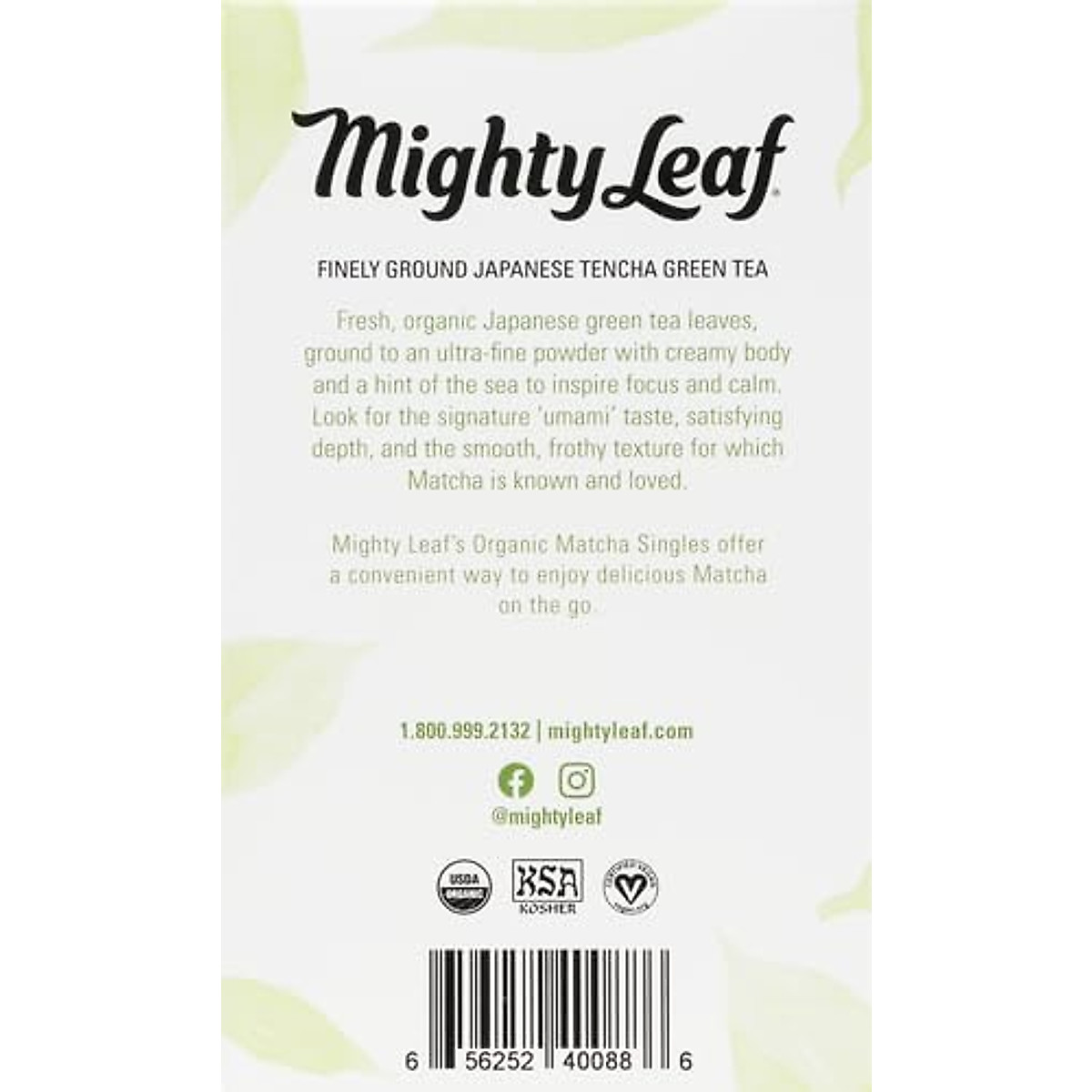 Mighty Leaf Tea, Organic Matcha Green Tea Powder - 100% Unsweetened Japanese Matcha, 12 Single Serve Packets