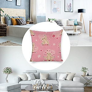 Cute Sloths Heart Star Throw Pillow Covers 18×18 Pillowcases Set of 2 Valentine's Day Linen Decorative Square Pillow Case Cushion Covers Standard Size for Sofa Couch Outdoor Bed Pillow Protectors