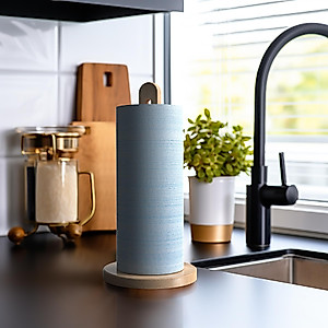 KitchLife Wooden Paper Towel Holder Countertop, Fits Jumbo Roll - Solid Beechwood Paper Towel Dispenser Stand with Anti-Skid Base, 1 Pack