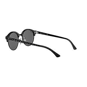 Ray-Ban RB4246 Clubround Round Sunglasses, Wrinkled Black On Black/Dark Grey, 51 mm