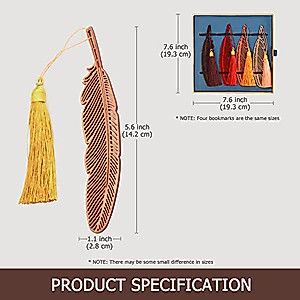 4 Pcs Wood Bookmarks for Women Men Teacher Book Lovers, Wooden Carving Book Mark Bookmark Box Set for Kid Birthday Prtesent Mothers Day Appreciation Gifts for Women Girls Readers