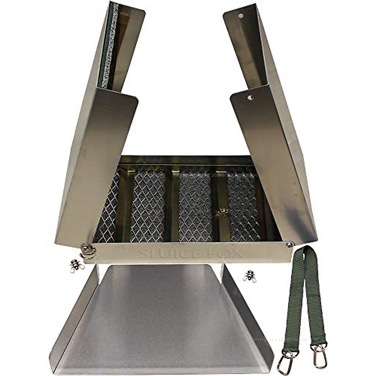 Sluice Box for Gold Mining; 50 inch Gold Prospecting Sluice; Folding Aluminum Sluice Box with Miners Moss; Large Gold Box for Gold Mining and Gold panning kit