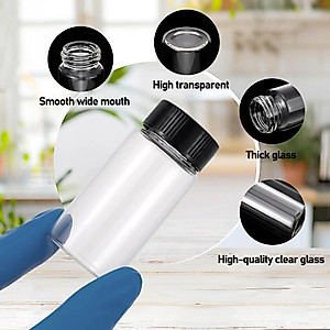 Njvial 16Pcs 25ml Small Glass Vials with Lids Lab Sample Vials Empty Refillable Perfume Travel Mini Glass Bottles with Screw Caps for Essential Oils