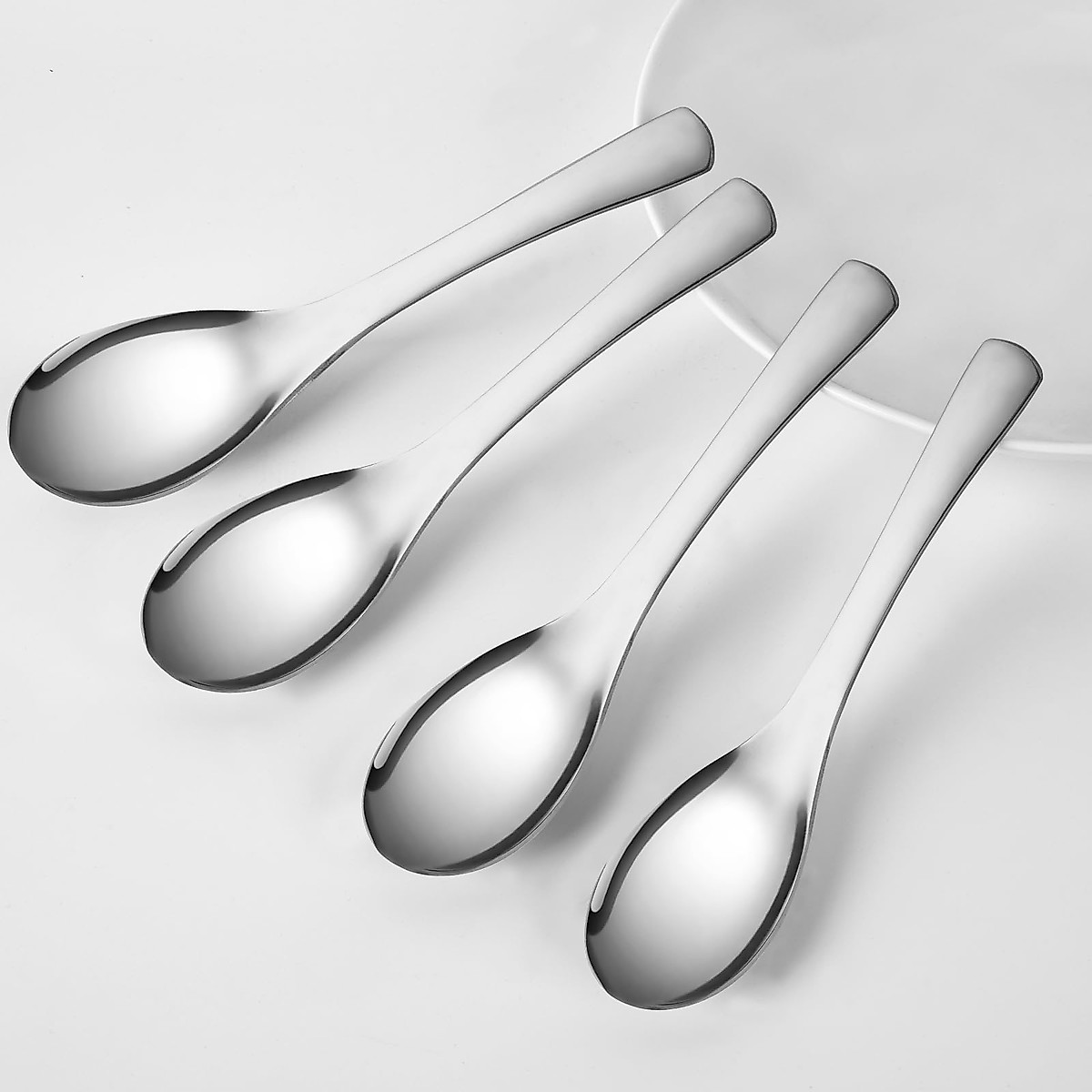 Soup Spoons High Grade Stainless Steel Soup Spoons, neheewin Table Spoons Thick Heavy-weight Ladle Spoons, Dishwasher Safe (Set of 5)