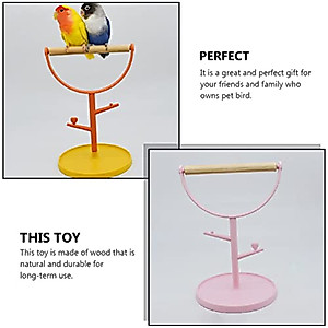 Ipetboom Wooden Toys Wooden Parrot Perches Stand Platform: 2Pcs Bird Playground Parrot Playstand Bird Hanging Swing Toy Parrot Bite Play Toy Birds Cage Accessories Desktop Toys Chew Toys