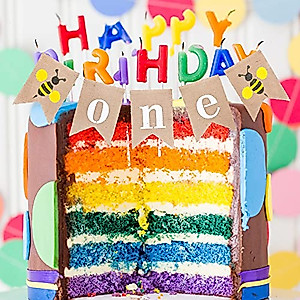 Bumble Bee 1st Birthday Banner,Happy 1st Bee Day Banner,Jute Burlap Baby ONE High Chair Banner,Boys Girls First Birthday Party Decorations Supplies