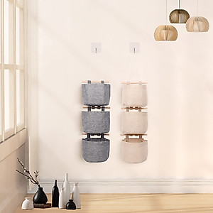 2 Pack Wall Hanging Storage Bag , with 6 Pockets Multi-Function Storage PINK