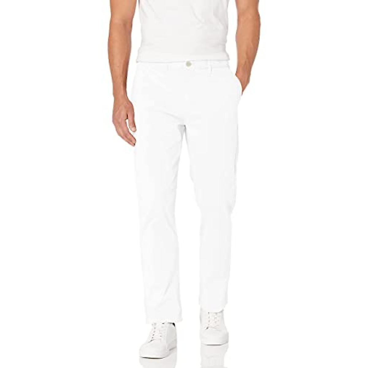 Tommy Hilfiger Men's Stretch Chino Pants in Custom Fit, Bright White, 32W x 30L