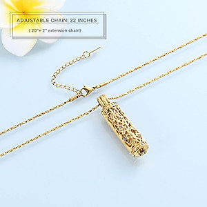 Imrsanl Cremation Jewelry Urn Necklace for Ashes Pendant with Hollow Glass Vial Cylinder Cremation Keepsake Memorial Lockets Ashes Holder for Women Men Pet (Tree of Life-Gold)