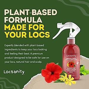 Locsanity Hibiscus Green Tea Hair Growth Spray for Dreadlocks and Loose Hairstyles Hair Care Treatment – Loc Moisturizer for Thicker, Fuller, Longer Hair (8oz)