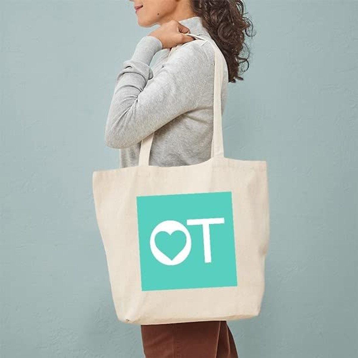 CafePress OT Occupational Therapy Heart Tote Bag Natural Canvas Tote Bag, Reusable Shopping Bag