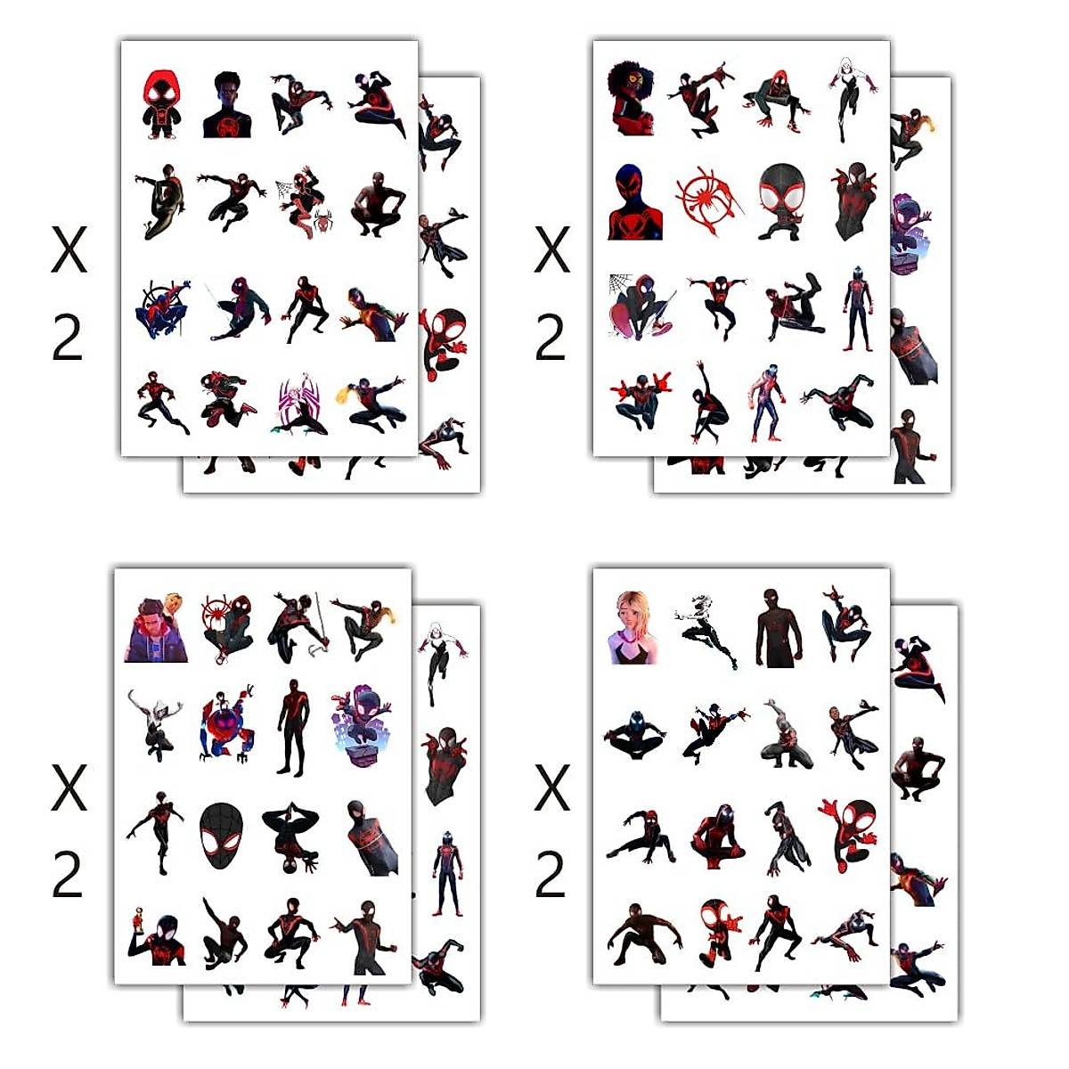 8 Sheets Miles Temporary Tattoos for Kids, Morales Birthday Party Decorations Party Favors for Kids Party Supplies