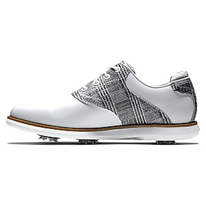 FootJoy Women's Traditions Previous Season Style Golf Shoe, White/Black Plaid, 7