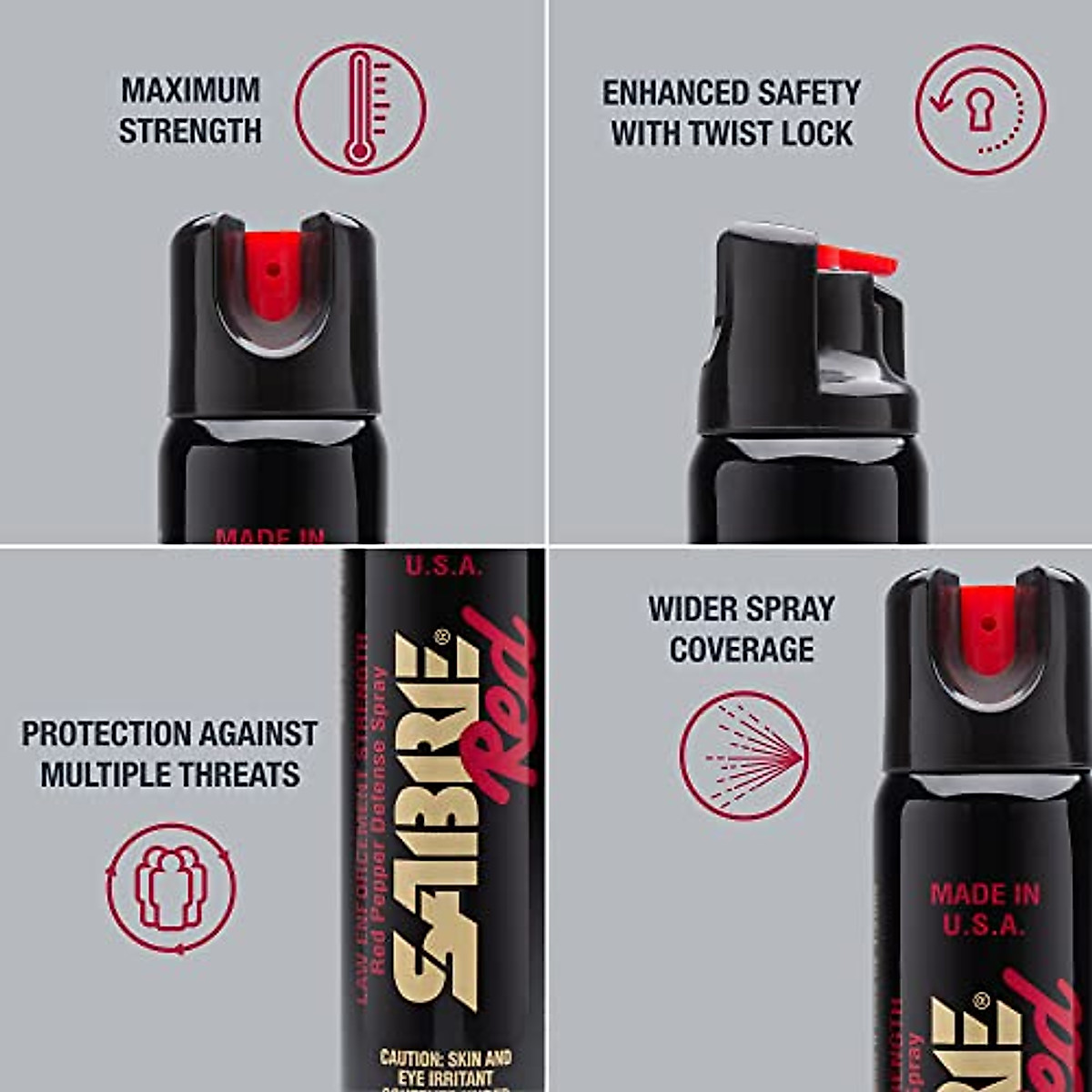 SABRE Magnum 120 Pepper Spray, 35 Bursts, 12-Foot (4-Meter) Range, Extra Large 92.4 Gram Canister, Wide Cone Spray Pattern, UV Marking Dye, Twist Lock Safety, Black