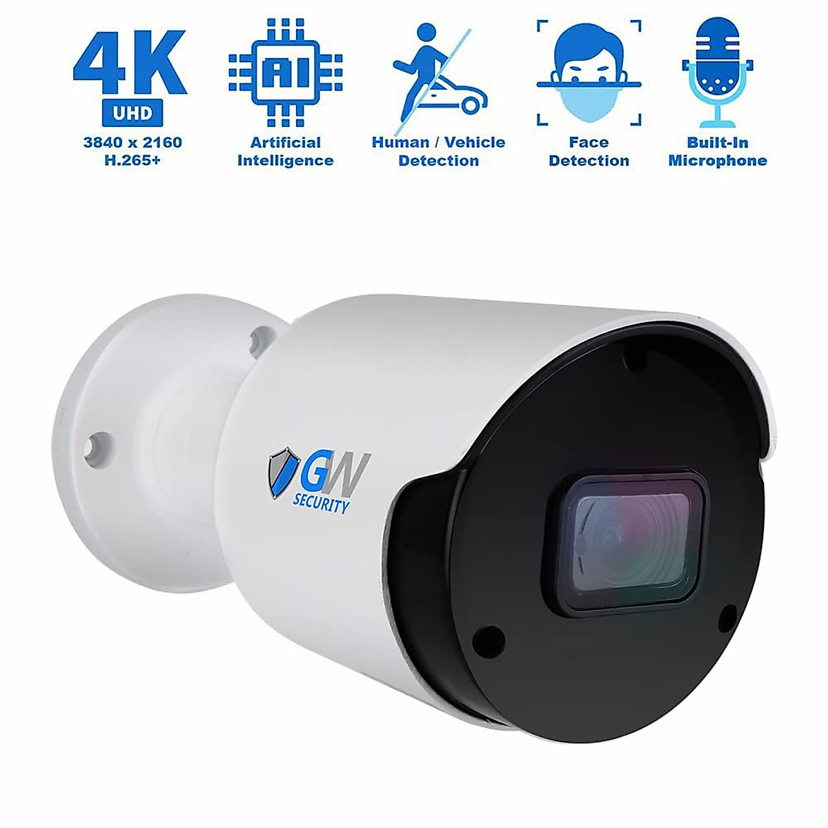 GW Security Smart AI 8 Channel 12MP NVR Ultra-HD 4K PoE Security Camera System with 4 x 8MP 2160P Face Recognition/Human/Vehicle Detection Outdoor Indoor Surveillance IP Camera, Built-in Microphne