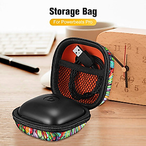 Fintie Case for Powerbeats Pro, Hard EVA Shockproof Portable Full Protective Cover Carrying Bag with Keychain for Powerbeats Pro Wireless Earphones (Love Tree)