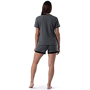 Fruit of the Loom Women's Sleeve Tee and Short 2 Piece Sleep Set, Soft Grey, X-Large