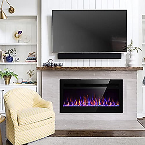 31 inch Electric Fireplace, Recessed and Wall Mounted Fireplace, Electric Fireplace Inserts with 750W/1500W Heater, Remote Control Timer, Adjustable 144 Color Combinations