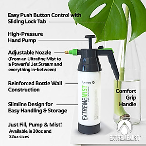 ExtremeMIST High-Performance Reptile Mister - Ultra-fine Reptile Sprayer & Terrarium Humidity Fogger for Geckos, Chameleons, Turtles and Lizards - The Ultimate Pump Sprayer & Humidifier - 20 Oz Bottle