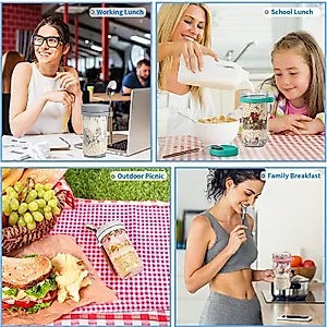YehTrum Overnight Oats Containers with Lids and Spoon, 4 Packs 22 oz Glass Mason Jars for Overnight Oats, Large Capacity Oatmeal Container Mason Overnight Oats Jars for Milk, Cereal, Fruit