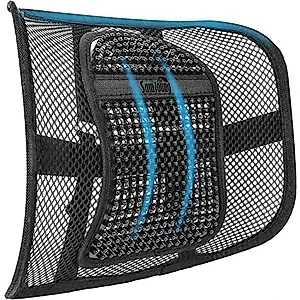 Samyoung Mesh Back Lumbar Support, Back Support Seat Cushion with Breathable Mesh for Office Chairs Car 12” x 16”