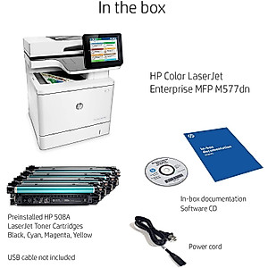 HP Color LaserJet Enterprise M577dn (B5L46A#BGJ) Duplex 3600 dpi USB/Ethernet Laser Multifunction Printer (Renewed)