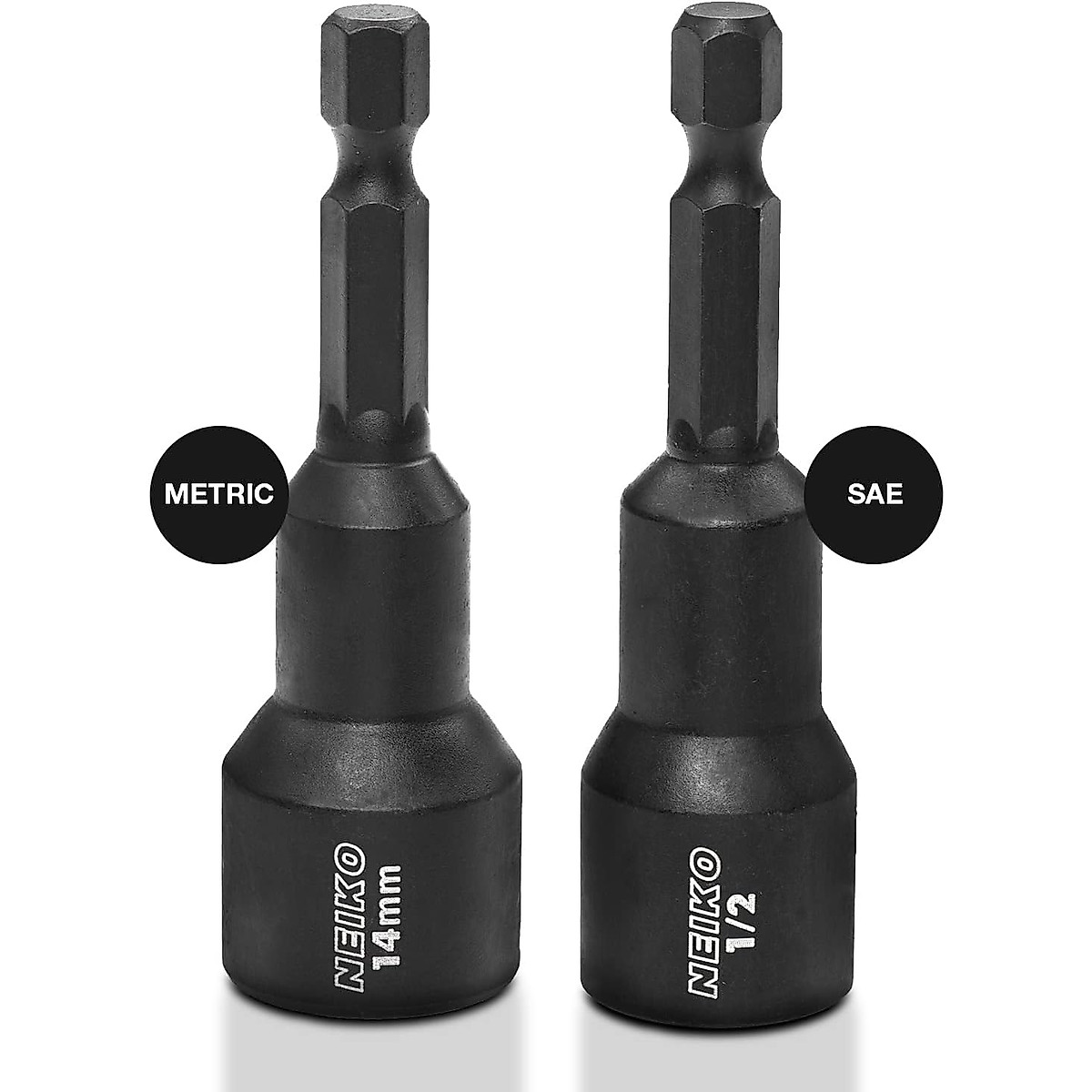 NEIKO 10250A Magnetic Hex Impact Nut Driver Set, 12-Piece Driver Bit Set for Drill, Cr-V Steel, 1/4" Quick-Change Hex Shank Nutsetters, Impact Rated SAE & Metric Master Impact Driver Socket Set