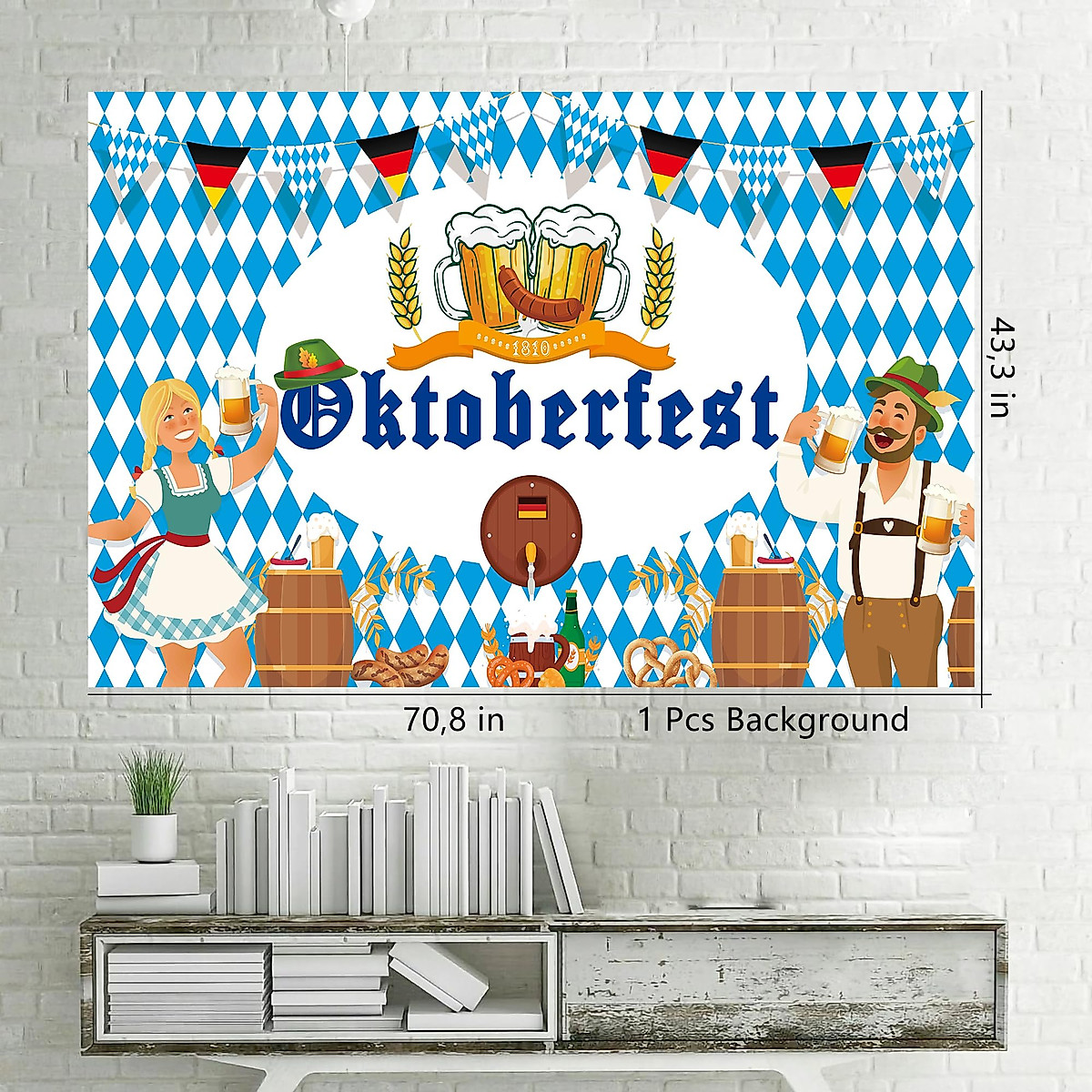 Oktoberfest Backdrop, Oktoberfest Decorations, 71 x 43'' Oktoberfest Photo Backdrop Party Decorations for Bavarian German Beer Festival, Oktoberfest Party Supplies Decor