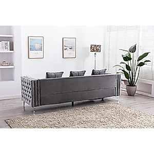 Legend Vansen Velvet Sofa sectional for Living Room with Ottoman Chaise Reversible L Shaped Couch Sleeper, 104", Grey