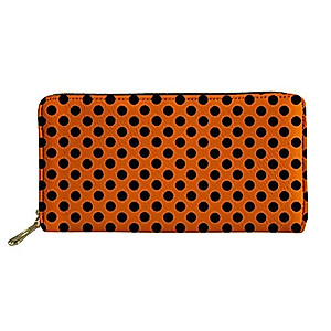 Orange Black Women Clutch Evening Bag Cute Polka Dot Handbag Simple Classy Purse