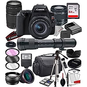 Rebel SL3 DSLR Camera with 18-55mm is STM Zoom Lens & 75-300mm III Lens Bundle + 420-800mm Zoom Telephoto Lens + 64GB Memory, Case, Tripod, Filters and More