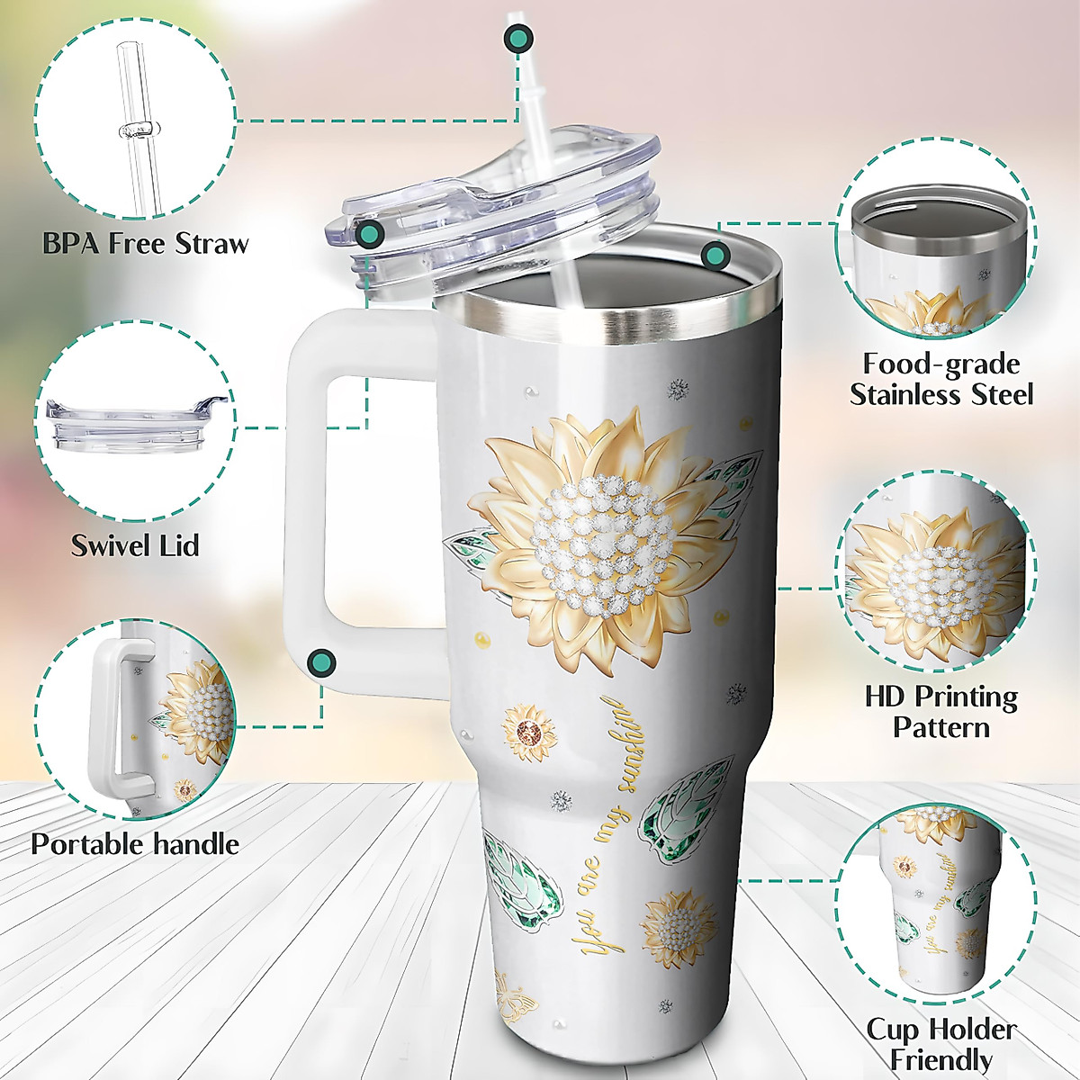 Ksoemar 40 Oz Auntie Cup with Handle and Straw, Double Wall Stainless Steel Auntie Mugs, Insulated To My Aunt Coffee Travel Mug, Aunt Cup Gifts Ideas for Birthday, Mothers Day, Christmas