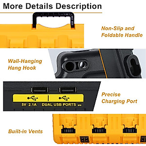 Replacement for 12v 20v Max Battery Charger Station DCB104, Compatible with DCB124 DCB126 DCB200 DCB203 DCB204 DCB206 DCB230