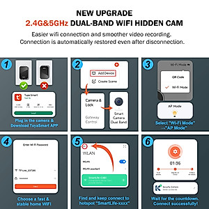 KINGDANS 【Upgrade 4K Full Hidden Camera Supports 2.4G&5GHz WiFi, Spy Camera Charger with Human Detection, 160° Wide View-Angle, Night Vision Nanny Cam for Home Security, TuyaSmart APP, Portable