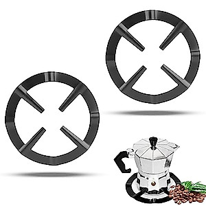 2 Pack Pot Rack, Black Moka Coffee Pot Shelf, Stainless Iron Wok Ring Pots and Pans Organizer Round Stove Pot Holder Gas Range Support Rack Stand for Kitchen
