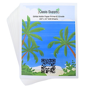 Oasis Supply 100 Piece Edible Rectangle Wafer Paper Pack, 8" by 11", White