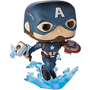 POP Marvel: Avengers Endgame - Captain America with Broken Shield & Mjoinir Funko Vinyl Figure (Bundled with Compatible Box Protector Case), Multicolor, 3.75 inches