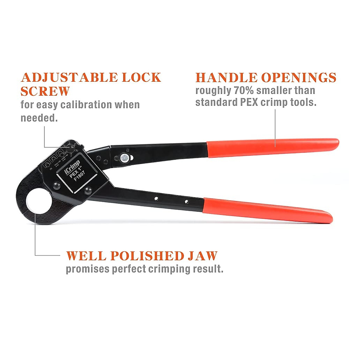 iCrimp PEX 1-inch Crimping Tool, for Copper Pex Crimp Rings and Fittings, with Go/No-Go Gauge,Angled Head,suits All US F1807 Standards