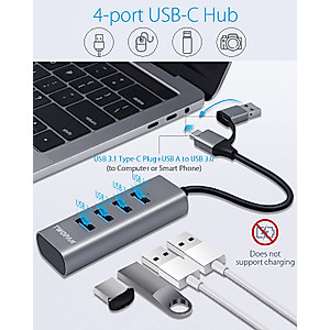 TWOPAN USB 3.0 Hub, Ultra Slim 4 Port USB Data Hub Splitter for Laptop, MacBook Pro/Air, iMac, iPad Pro, Chromebook, XPS, iPhone 15, Galaxy S23, USB Flash Drives, Keyboard, Mouse, Mobile HDD