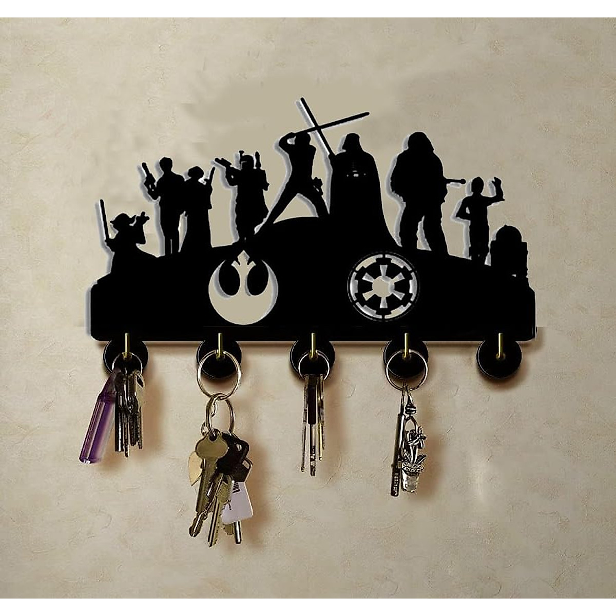 Wall Hanger Wall Hook Key Holder Key Hanger Wall Key Rack Wood Wall Key Holder with 5 Metal Hooks Personalized Gift Home Housewarming Gift S2