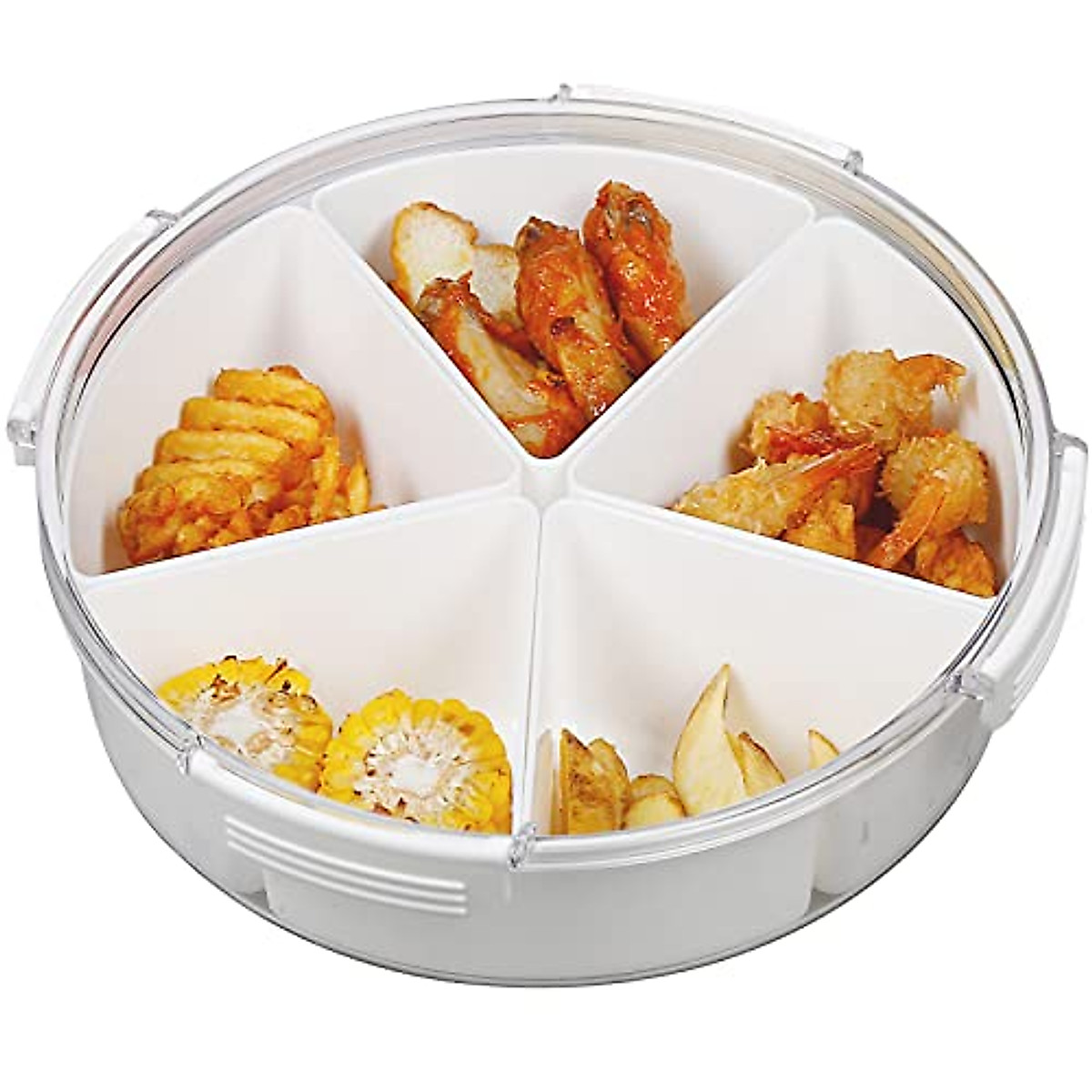 Shopwithgreen Divided Serving Tray with Lid, Removable Divided Platter Food Storage Containers with 4 Compartment for Christmas Party, Veggies, Snack, Fruit, Nuts, Candy, Cracker, Chip
